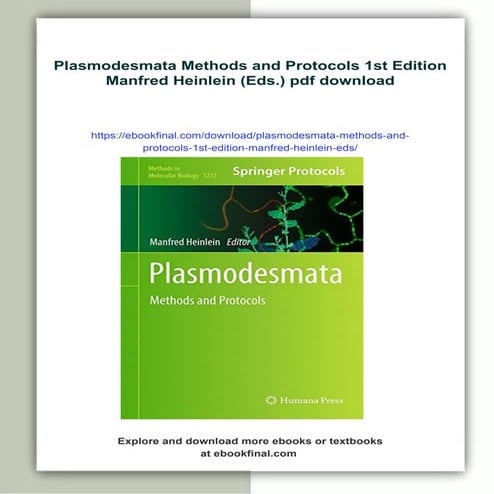 Plasmodesmata Methods and Protocols 1st Edition Manfred Heinlein (Eds.) | PDF