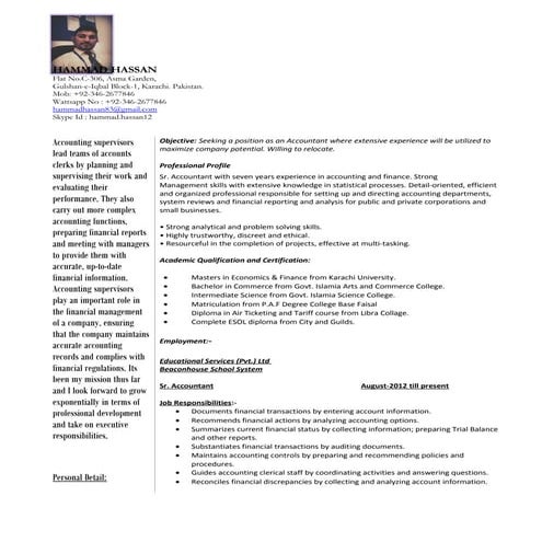 Hammad Hassan resume | DOC | Resume Writing and Advice | Job Search
