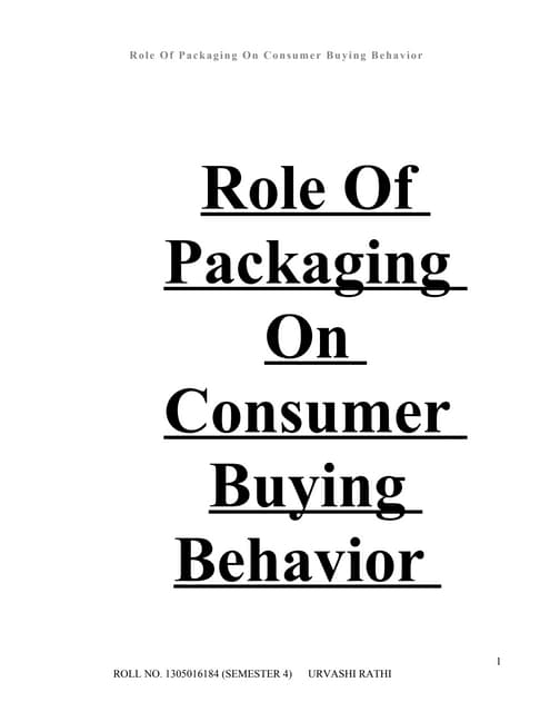 “Impact of packaging on consumer buying behavior” | PPTX