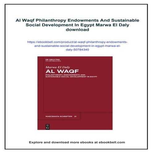 Al Waqf Philanthropy Endowments And Sustainable Social Development In Egypt Marwa El Daly | PDF