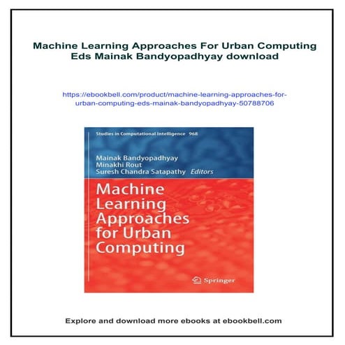 Machine Learning Approaches For Urban Computing Eds Mainak Bandyopadhyay | PDF