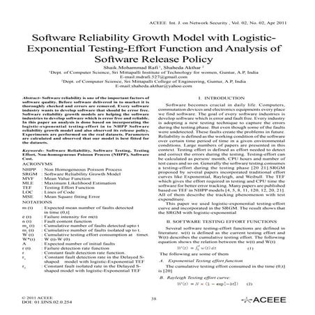 Software Reliability Growth Model With Logistic Exponential Testing Effort Function And