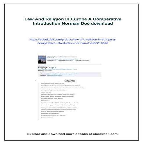 Law And Religion In Europe A Comparative Introduction Norman Doe | PDF