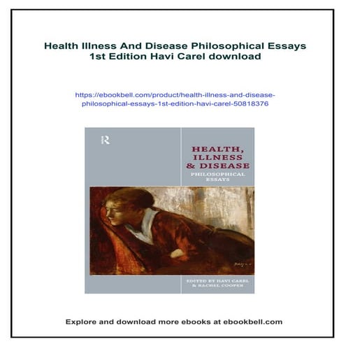 Health Illness And Disease Philosophical Essays 1st Edition Havi Carel ...