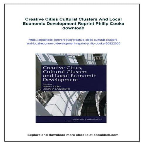 Creative Cities Cultural Clusters And Local Economic Development ...