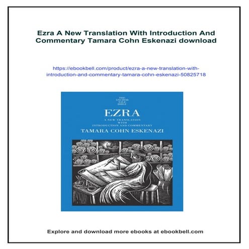 Ezra A New Translation With Introduction And Commentary Tamara Cohn Eskenazi | PDF