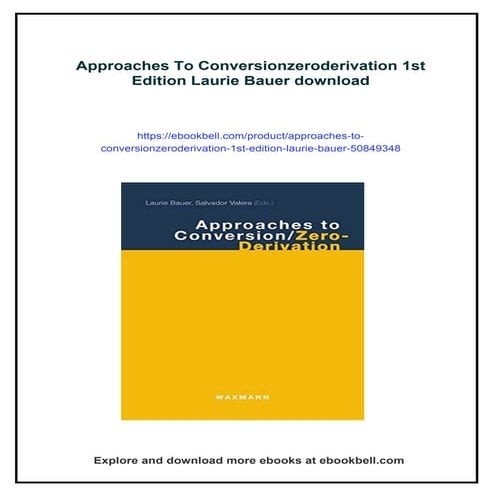 Approaches To Conversionzeroderivation 1st Edition Laurie Bauer | PDF