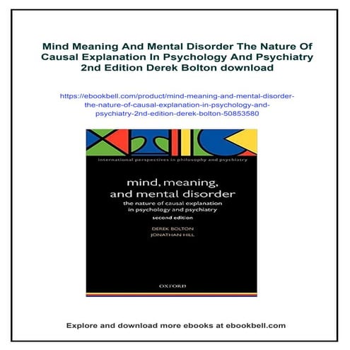 Mind Meaning And Mental Disorder The Nature Of Causal Explanation In ...