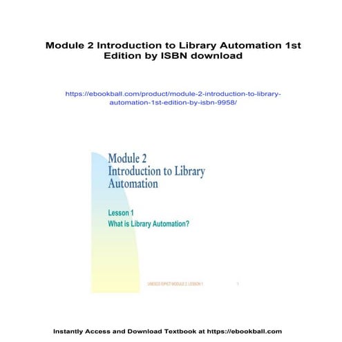 Module 2 Introduction to Library Automation 1st Edition by ISBN | PDF