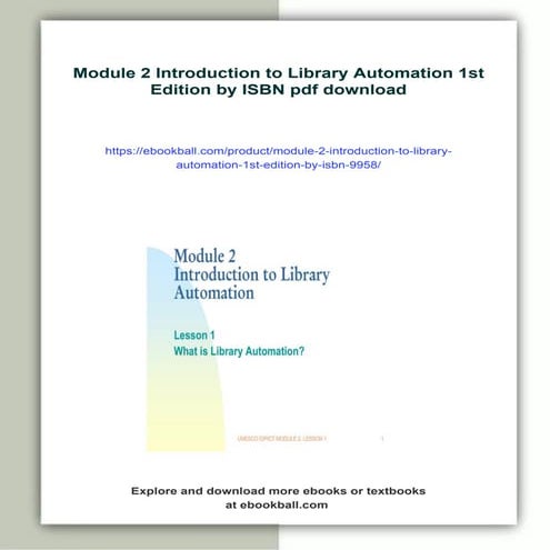 Module 2 Introduction to Library Automation 1st Edition by ISBN | PDF