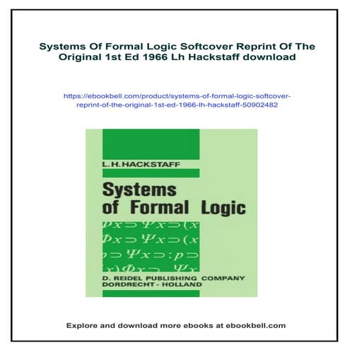 Systems Of Formal Logic Softcover Reprint Of The Original 1st Ed 1966 ...