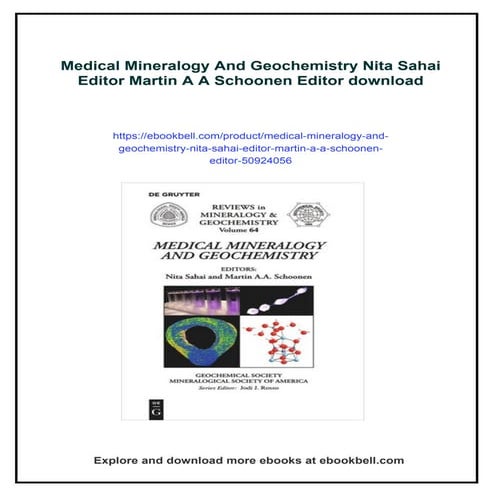 Medical Mineralogy And Geochemistry Nita Sahai Editor Martin A A ...