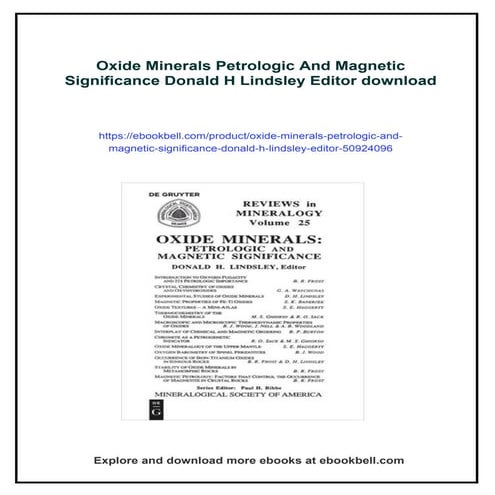 Oxide Minerals Petrologic And Magnetic Significance Donald H Lindsley ...