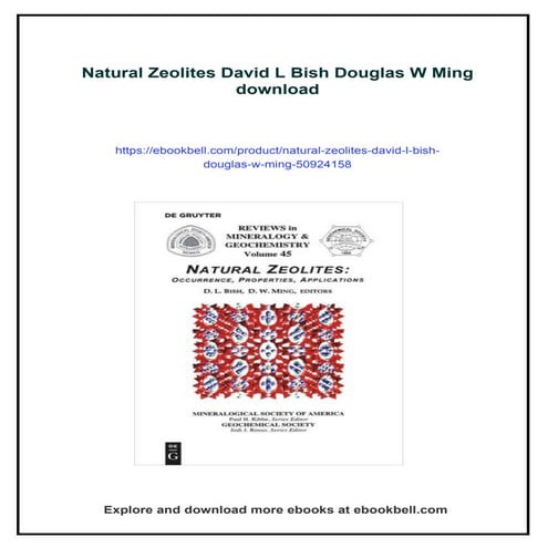 Natural Zeolites David L Bish Douglas W Ming | PDF
