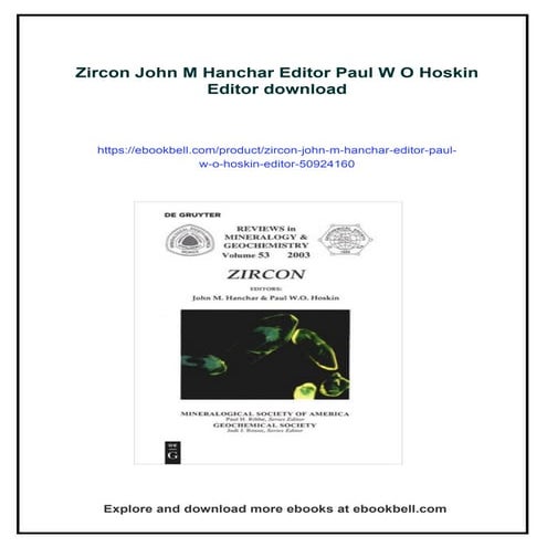 Zircon John M Hanchar Editor Paul W O Hoskin Editor | PDF