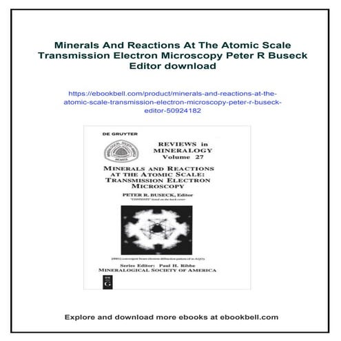 Minerals And Reactions At The Atomic Scale Transmission Electron ...