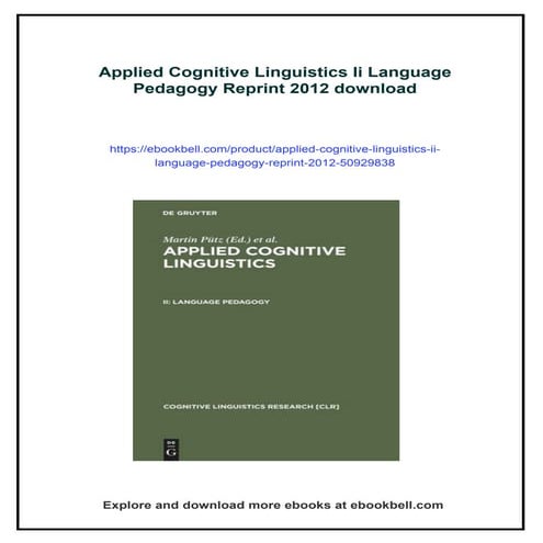 Applied Cognitive Linguistics Ii Language Pedagogy Reprint 2012 | PDF