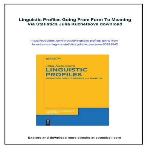 Linguistic Profiles Going From Form To Meaning Via Statistics Julia ...