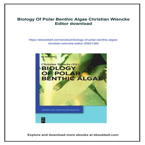 Biology Of Polar Benthic Algae Christian Wiencke Editor | PDF