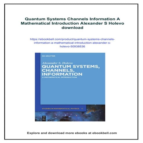 Quantum Systems Channels Information A Mathematical Introduction Alexander S Holevo | PDF