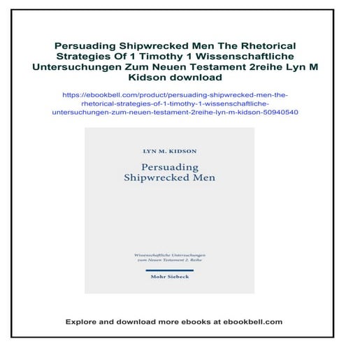 Persuading Shipwrecked Men The Rhetorical Strategies Of 1 Timothy 1 ...