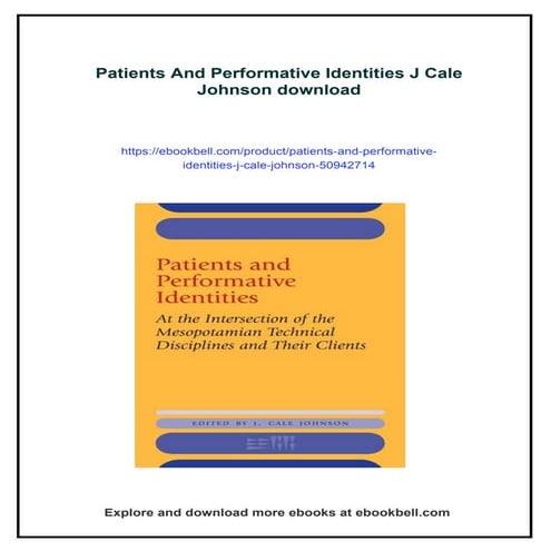 Patients And Performative Identities J Cale Johnson | PDF