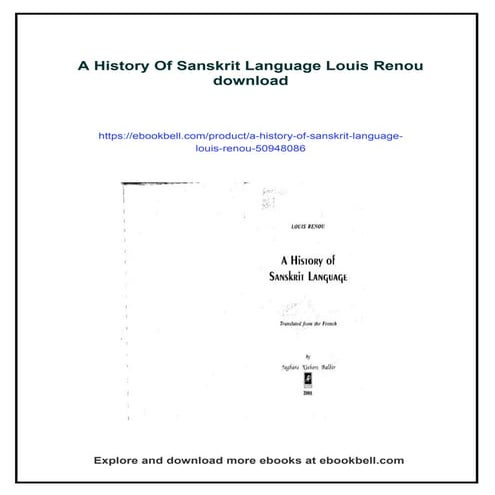 A History Of Sanskrit Language Louis Renou | PDF