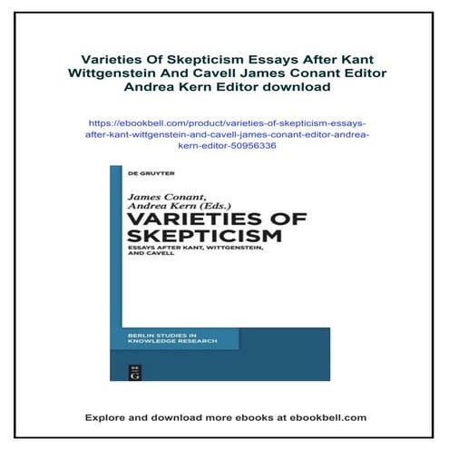 Varieties Of Skepticism Essays After Kant Wittgenstein And Cavell James Conant Editor Andrea ...