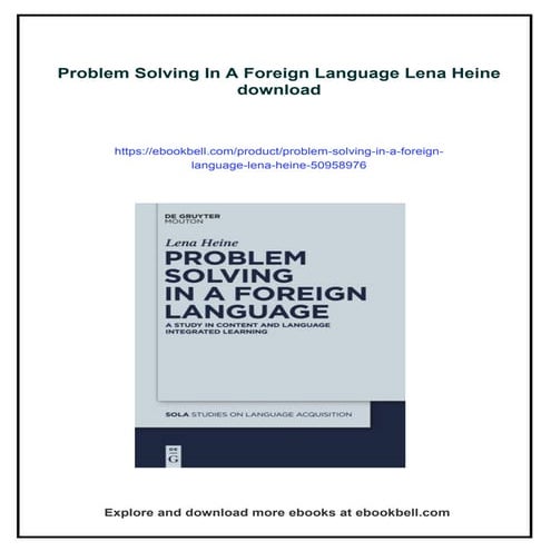 Problem Solving In A Foreign Language Lena Heine | PDF