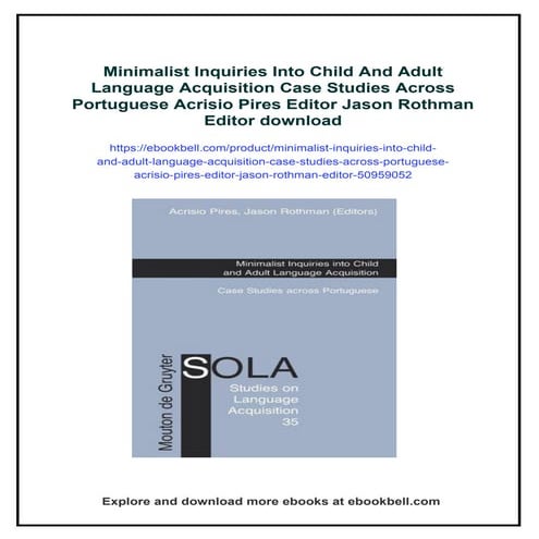 Minimalist Inquiries Into Child And Adult Language Acquisition Case ...