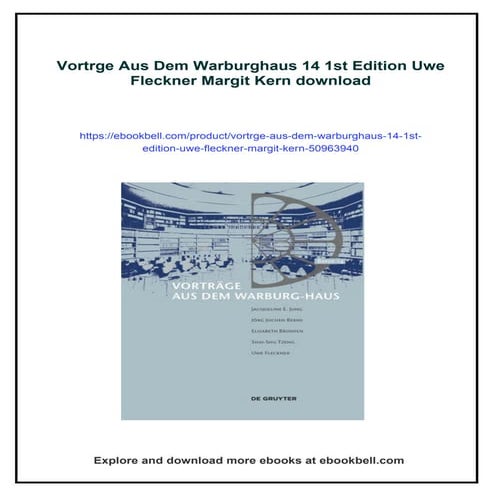 Vortrge Aus Dem Warburghaus 14 1st Edition Uwe Fleckner Margit Kern | PDF