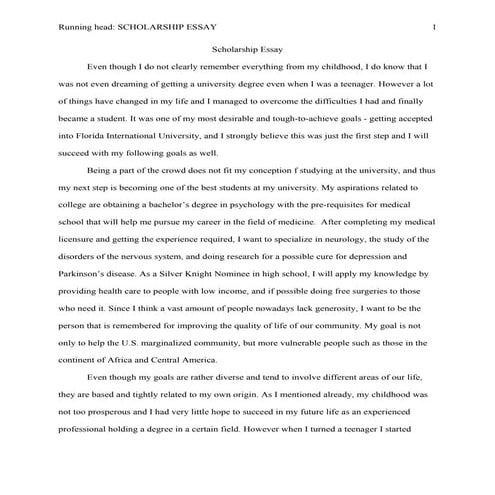 Scholarship Essay Sample | DOC