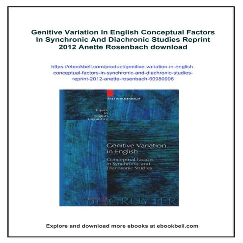 Genitive Variation In English Conceptual Factors In Synchronic And ...