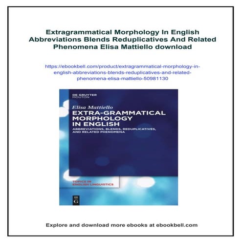 Extragrammatical Morphology In English Abbreviations Blends ...