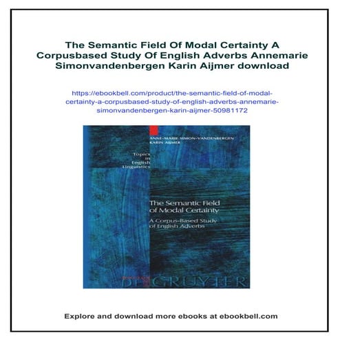 The Semantic Field Of Modal Certainty A Corpusbased Study Of English ...