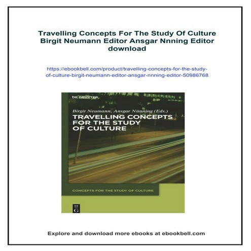 Travelling Concepts For The Study Of Culture Birgit Neumann Editor ...