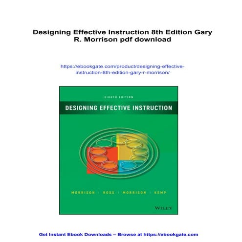 Designing Effective Instruction 8th Edition Gary R. Morrison | PDF