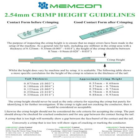 Memcon 2 54mm crimp height guidelines | PDF