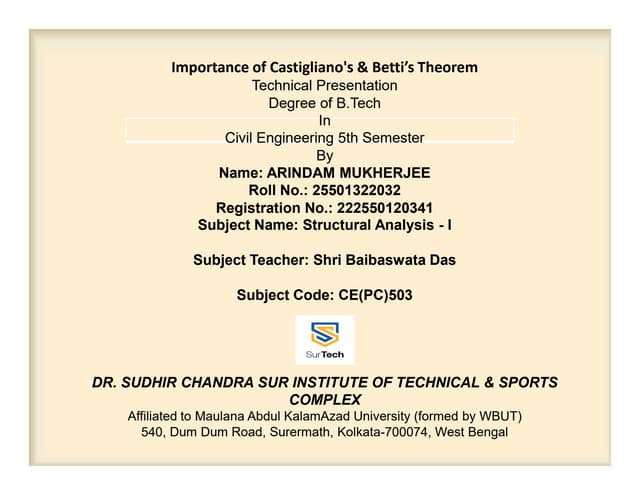 Lecture 5 castigliono's theorem | PDF