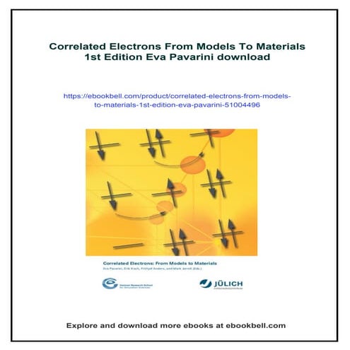 Correlated Electrons From Models To Materials 1st Edition Eva Pavarini ...