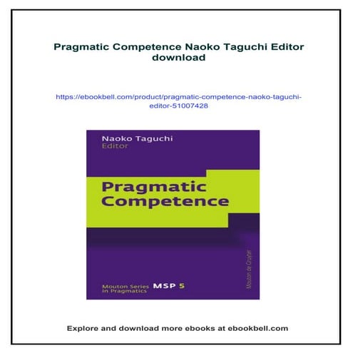 Pragmatic Competence Naoko Taguchi Editor | PDF