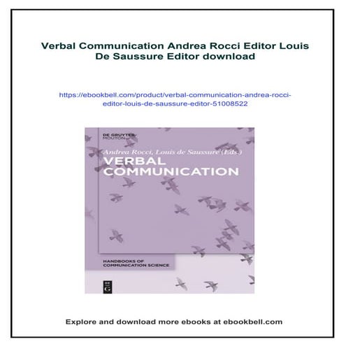 Verbal Communication Andrea Rocci Editor Louis De Saussure Editor | PDF