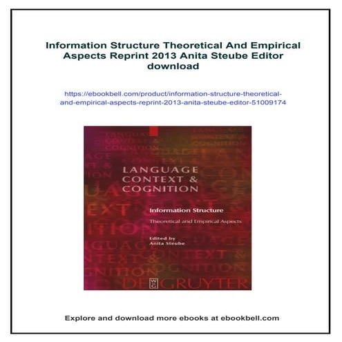 Information Structure Theoretical And Empirical Aspects Reprint 2013 ...