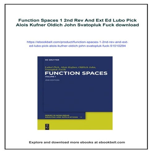 Function Spaces 1 2nd Rev And Ext Ed Lubo Pick Alois Kufner Oldich John ...