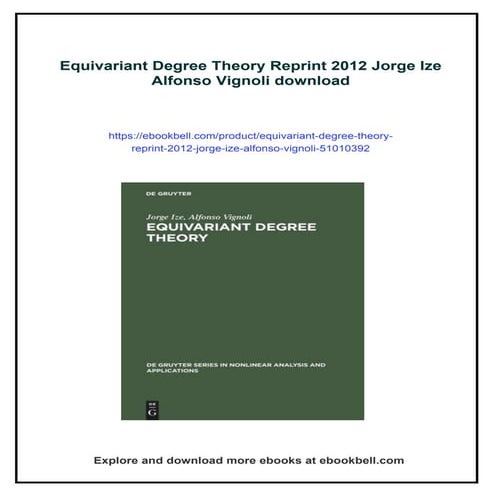 Equivariant Degree Theory Reprint 2012 Jorge Ize Alfonso Vignoli | PDF