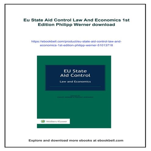 Eu State Aid Control Law And Economics 1st Edition Philipp Werner | PDF