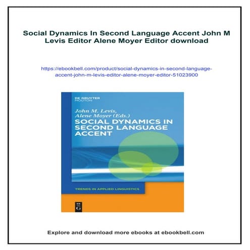 Social Dynamics In Second Language Accent John M Levis Editor Alene ...