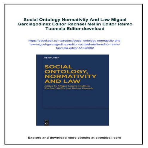 Social Ontology Normativity And Law Miguel Garciagodinez Editor Rachael Mellin Editor Raimo ...