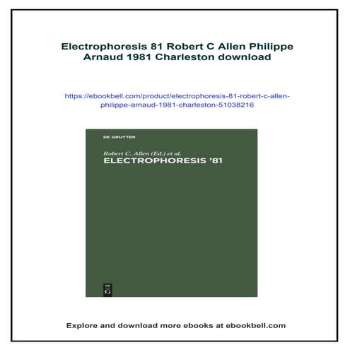 Electrophoresis 81 Robert C Allen Philippe Arnaud 1981 Charleston | PDF