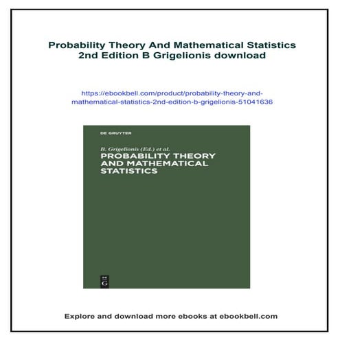 Probability Theory And Mathematical Statistics 2nd Edition B ...